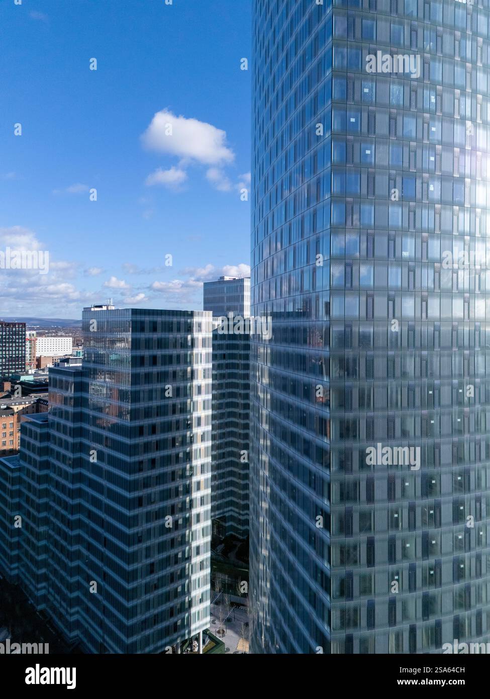 Glass Skyscrapers and apartments in Manchester City Centre Stock Photo ...