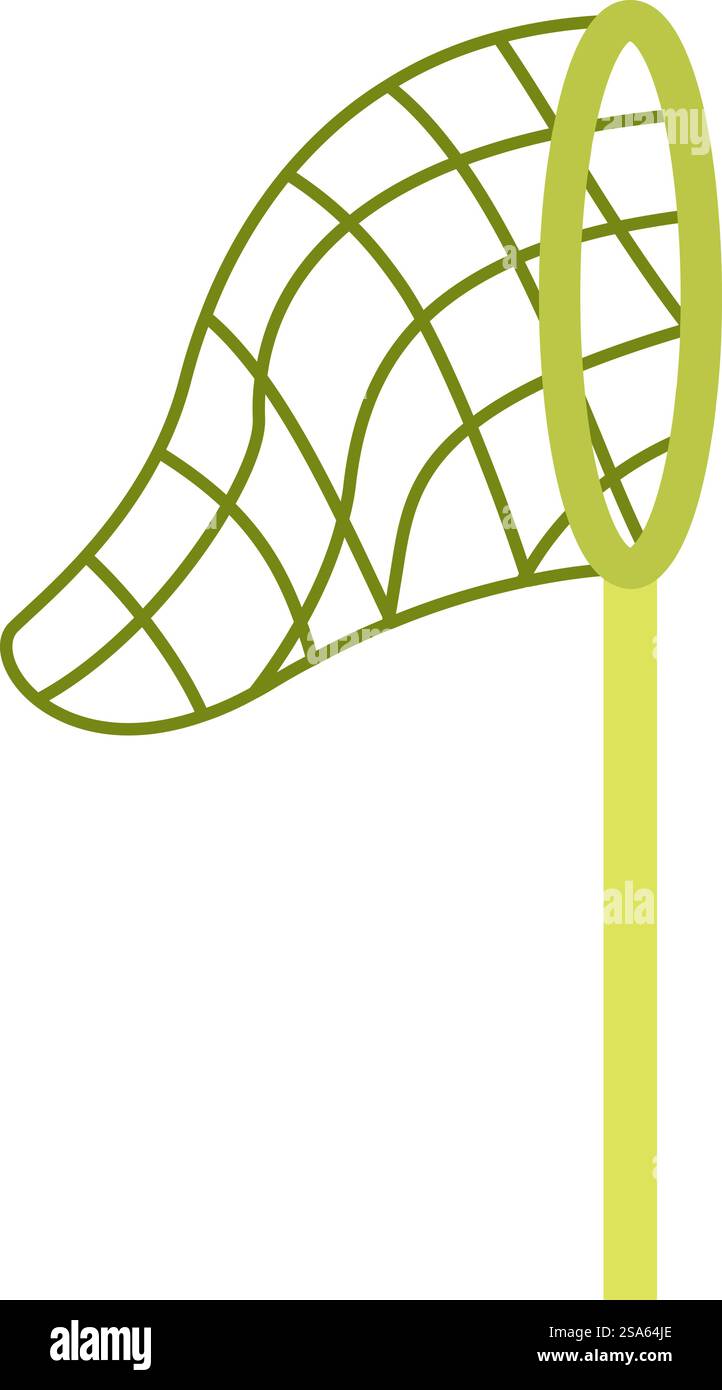 Minimalist illustration of a butterfly net standing up, with a white ...