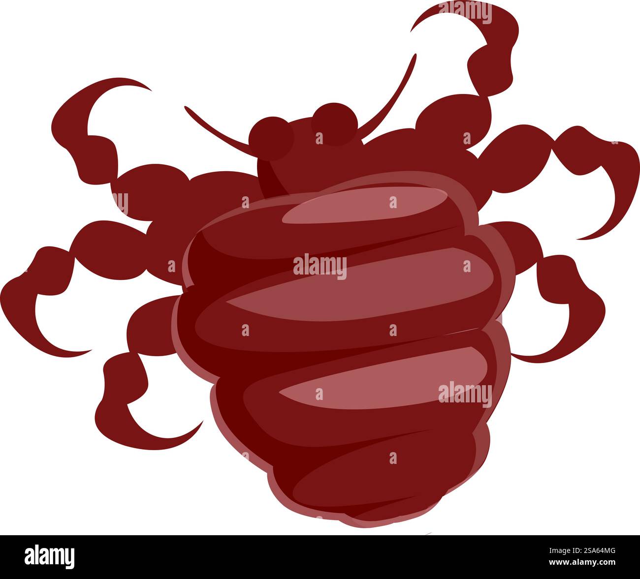 Brown louse insect with many legs crawling, dangerous parasite ...