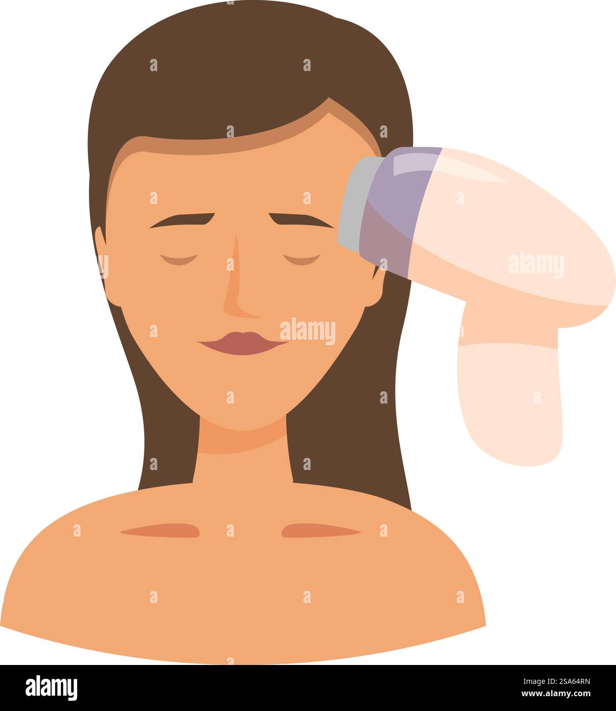 Illustration of a relaxed woman with closed eyes getting a skin ...