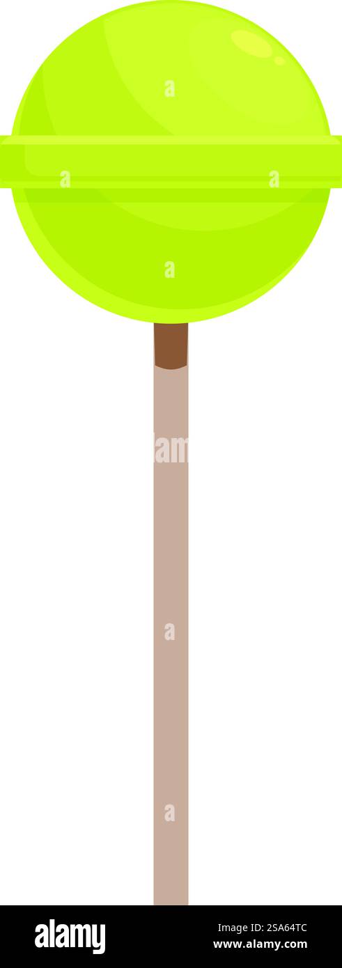 Round green lollipop standing on a white background, simple sugary ...