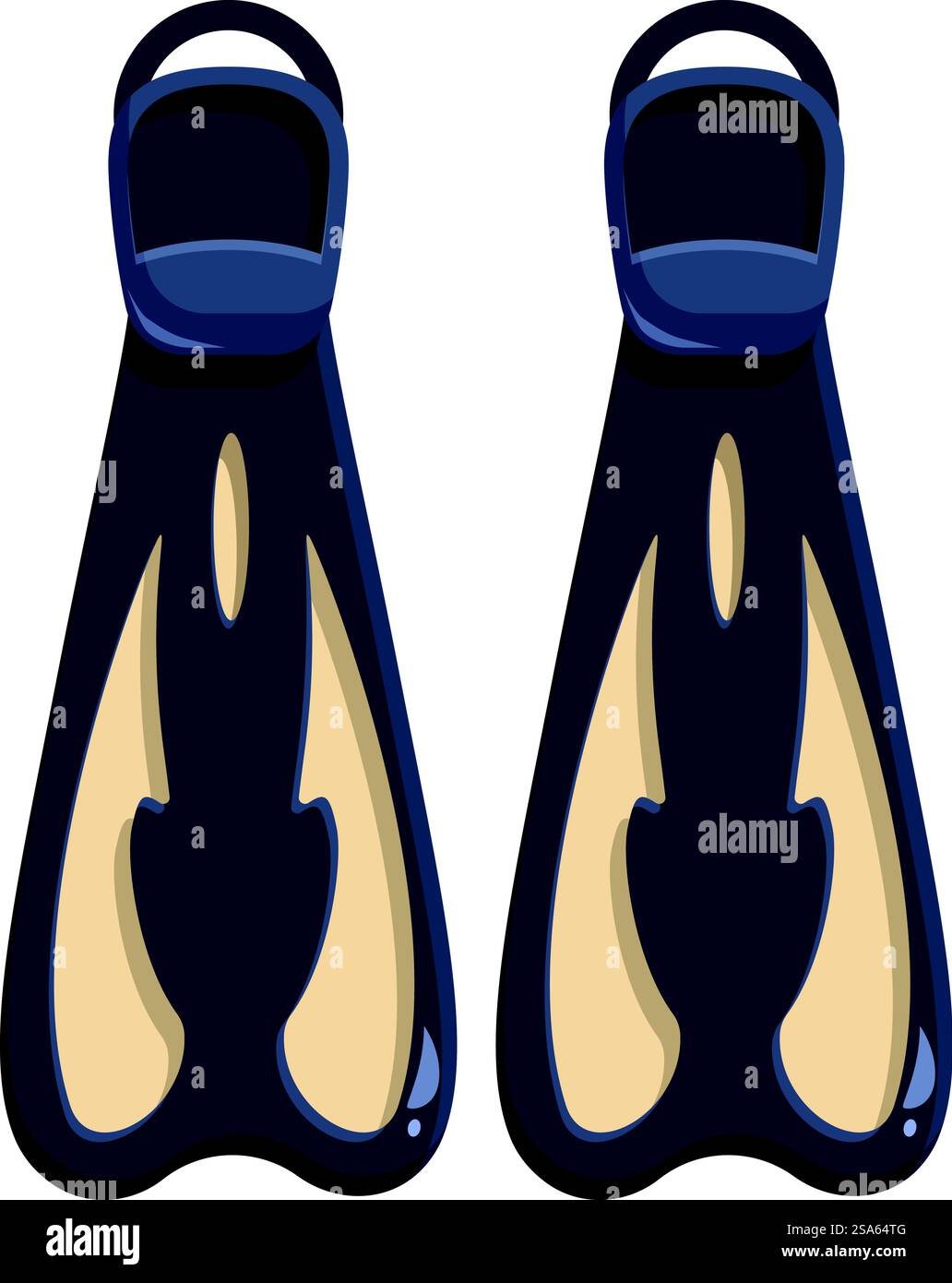 Cartoon style illustration of a pair of diving flippers standing ...