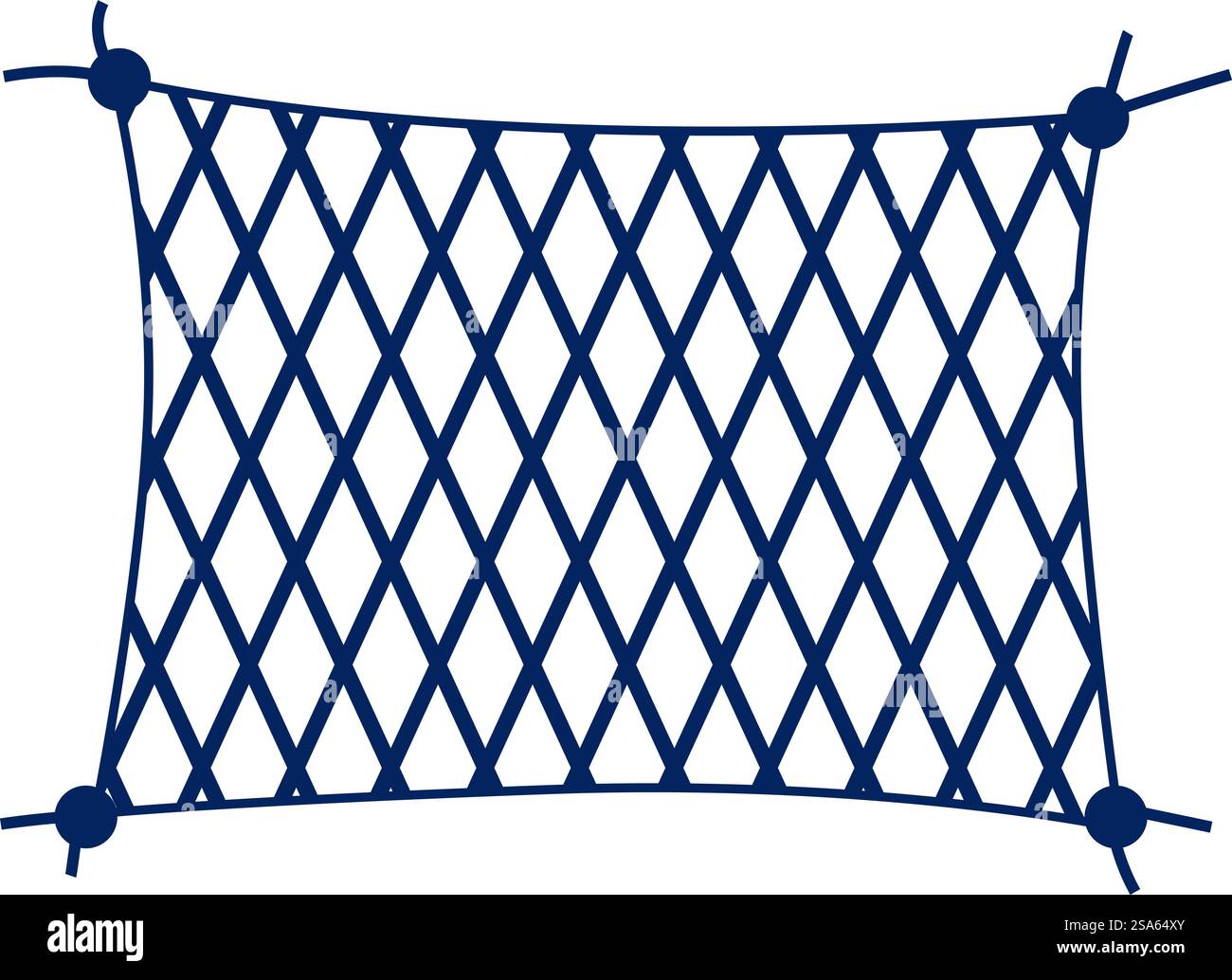Illustration of a stretched cargo net with ropes tied to its corners ...
