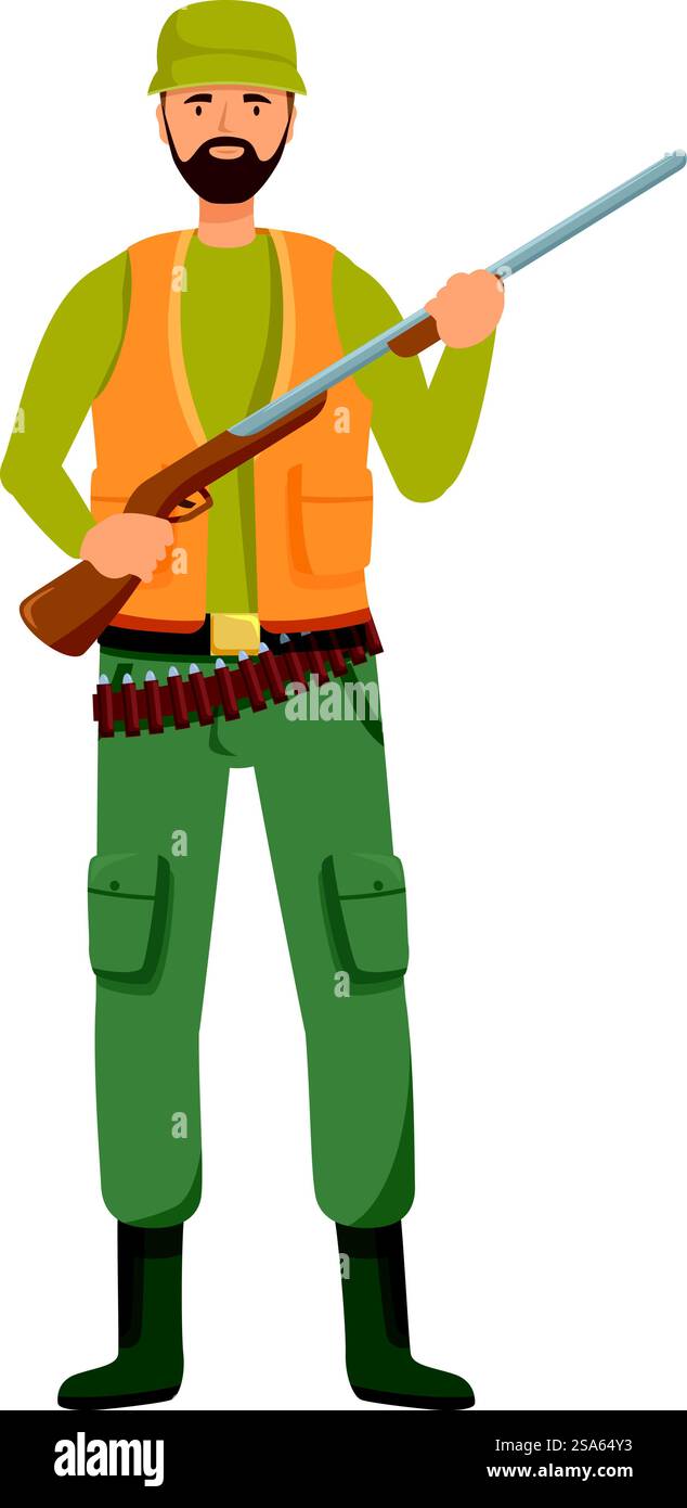 Hunter wearing an orange vest and holding a rifle. Hunter wearing ...