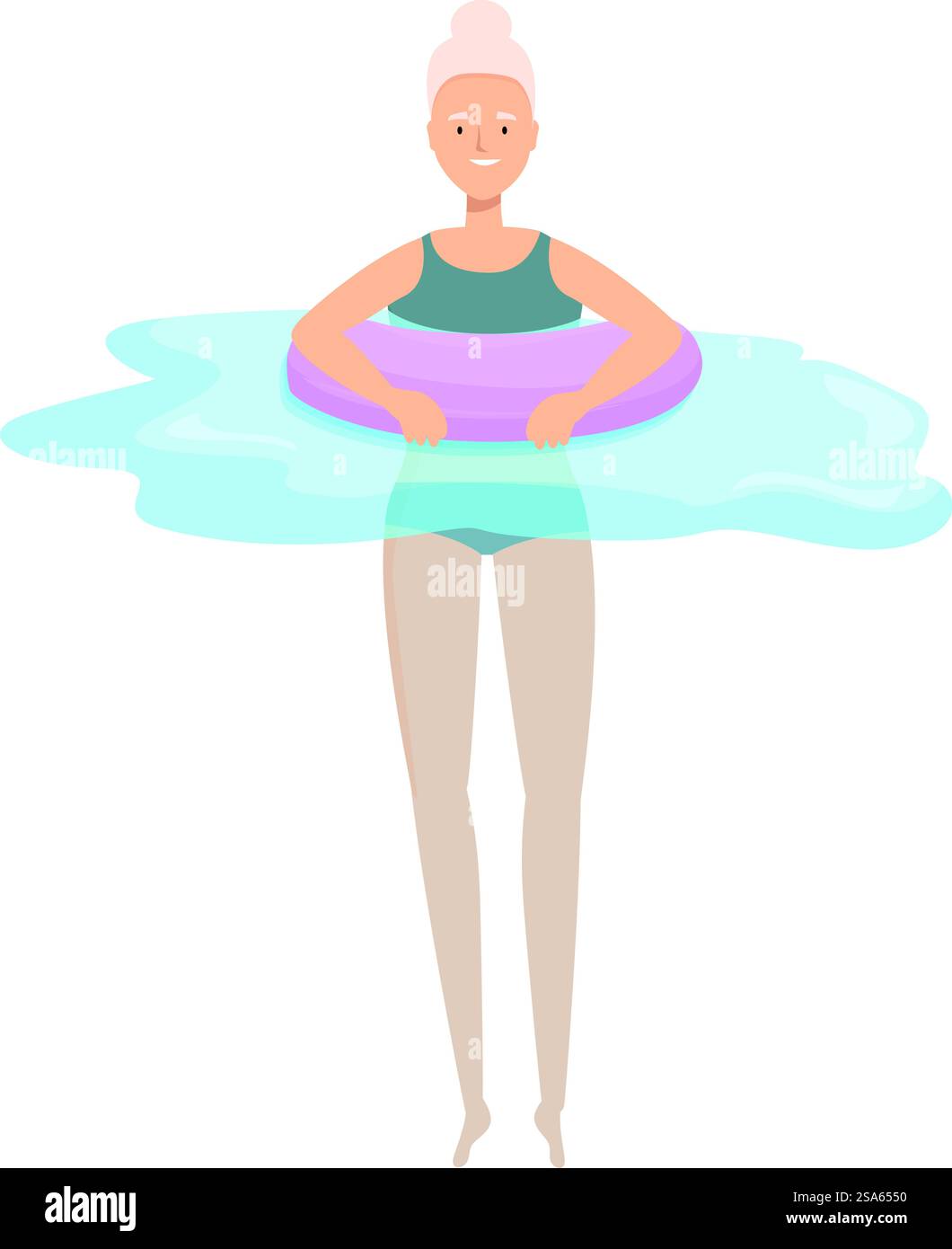 Senior woman having fun, enjoying summer vacation, relaxing on ...