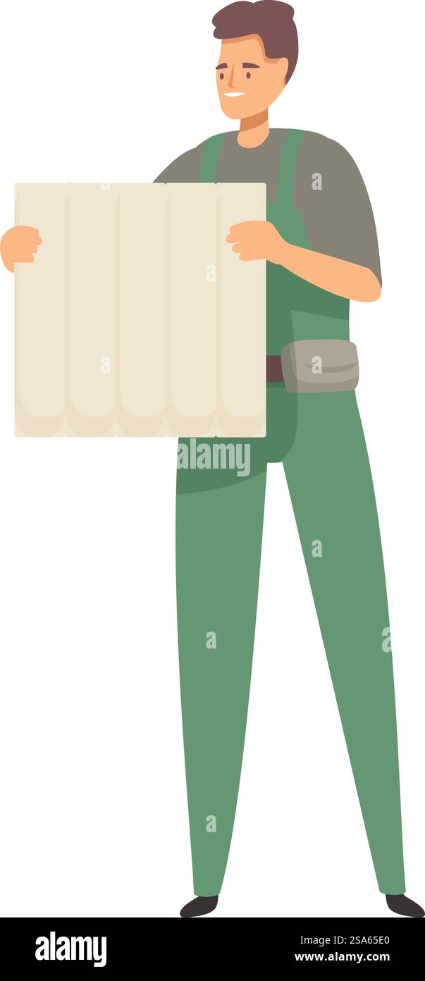 Construction worker holding drywall, building a new house, plasterboard ...