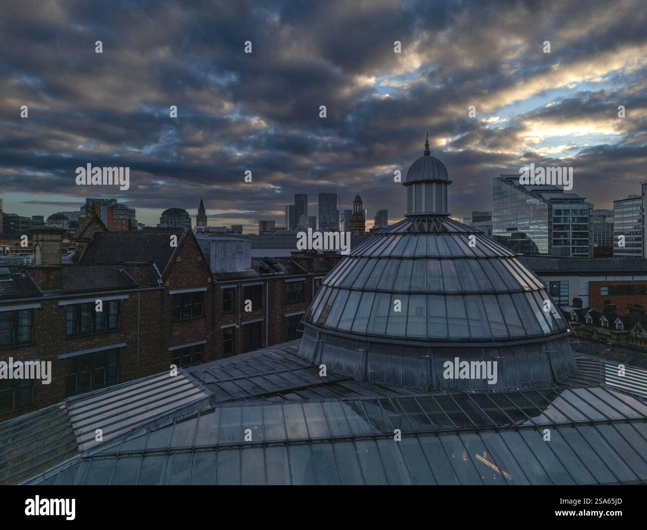 Aerial Skyline and Glass Dome in Manchester City Centre Stock Photo - Alamy
