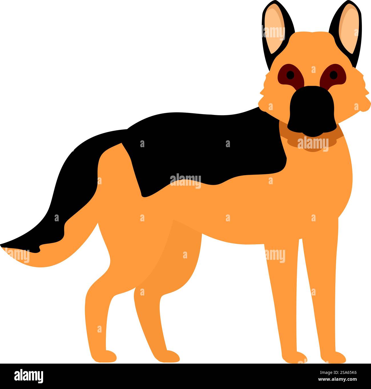 Illustration of a german shepherd dog standing alert. German shepherd ...