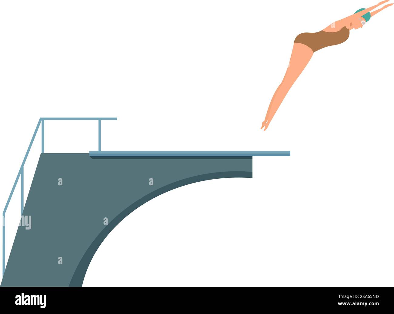 Professional swimmer is gracefully diving from a springboard into the ...