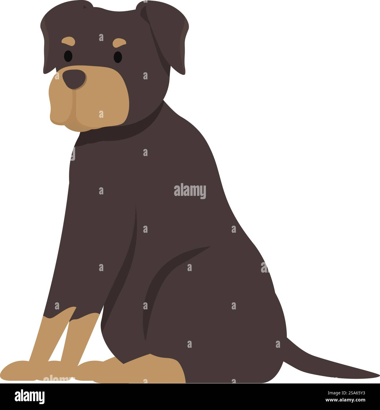 Illustration of a rottweiler dog sitting and looking forward ...