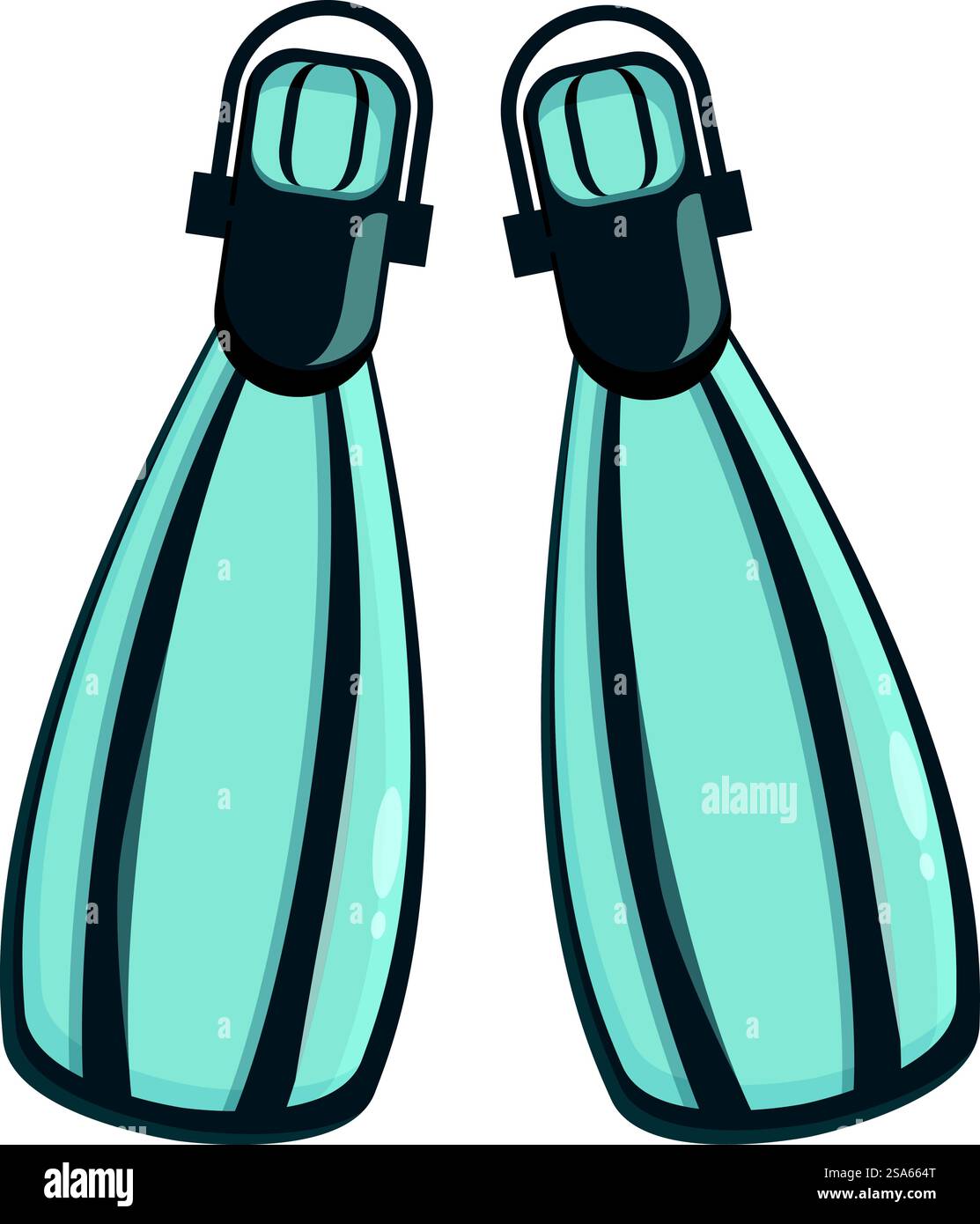 Cartoon illustration of a pair of blue diving fins, essential equipment ...