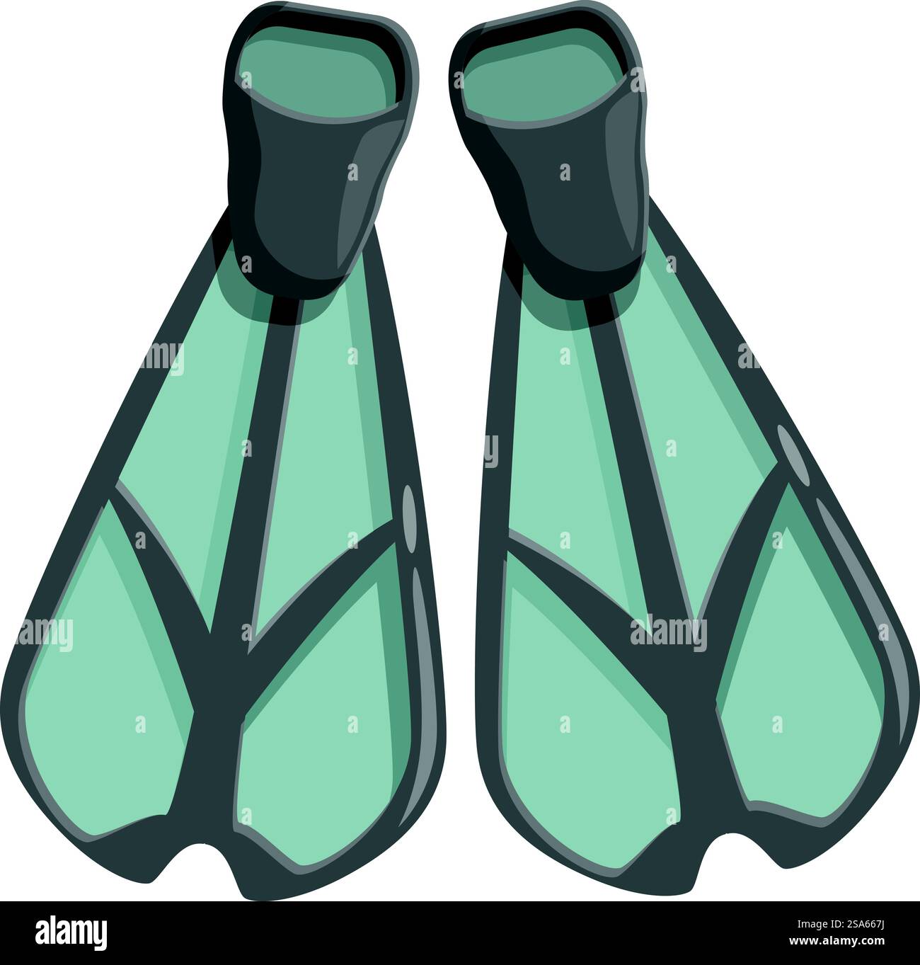 Pair of turquoise diving flippers with black straps, designed for ...