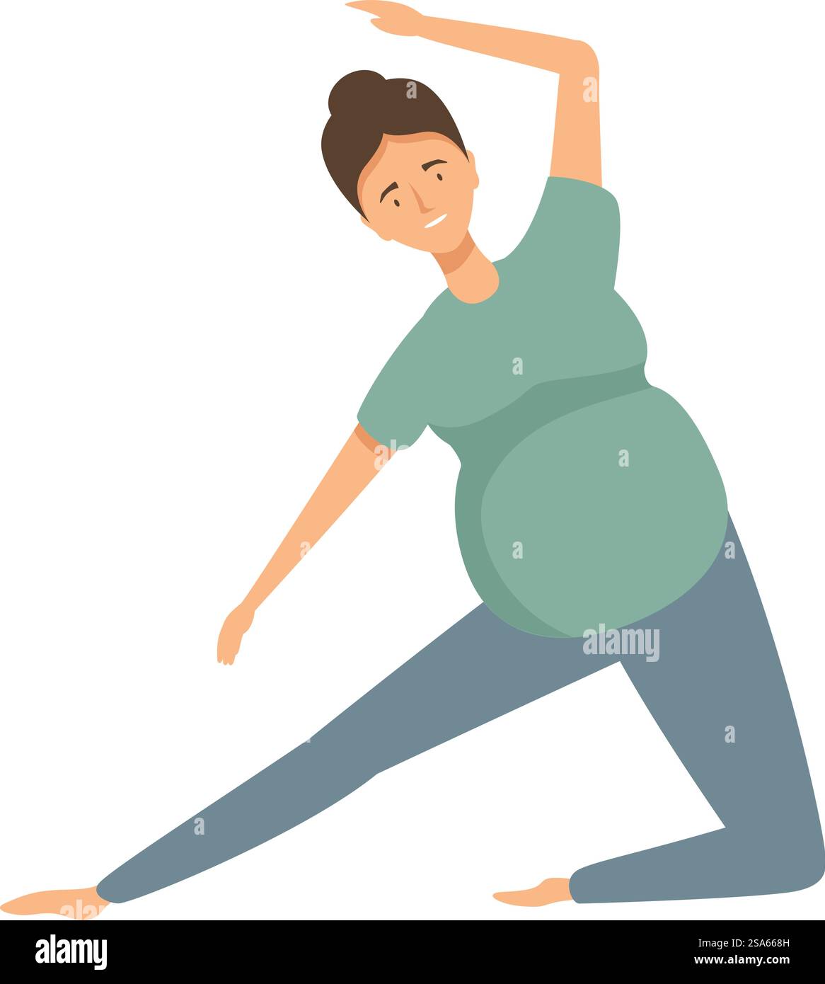 Pregnant woman is enjoying a prenatal yoga workout, promoting a healthy ...