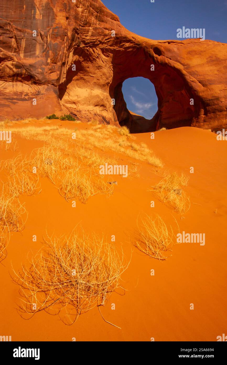 USA, Arizona, Monument Valley Navajo Tribal Park. Ear of the Wind arch ...