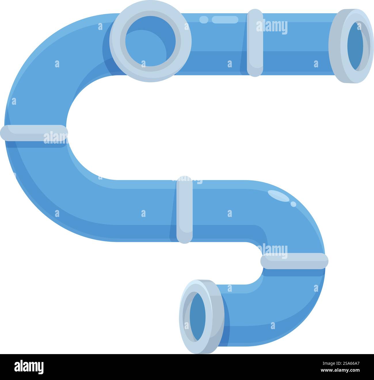 Blue water pipe connecting with flanges, creating a plumbing system ...