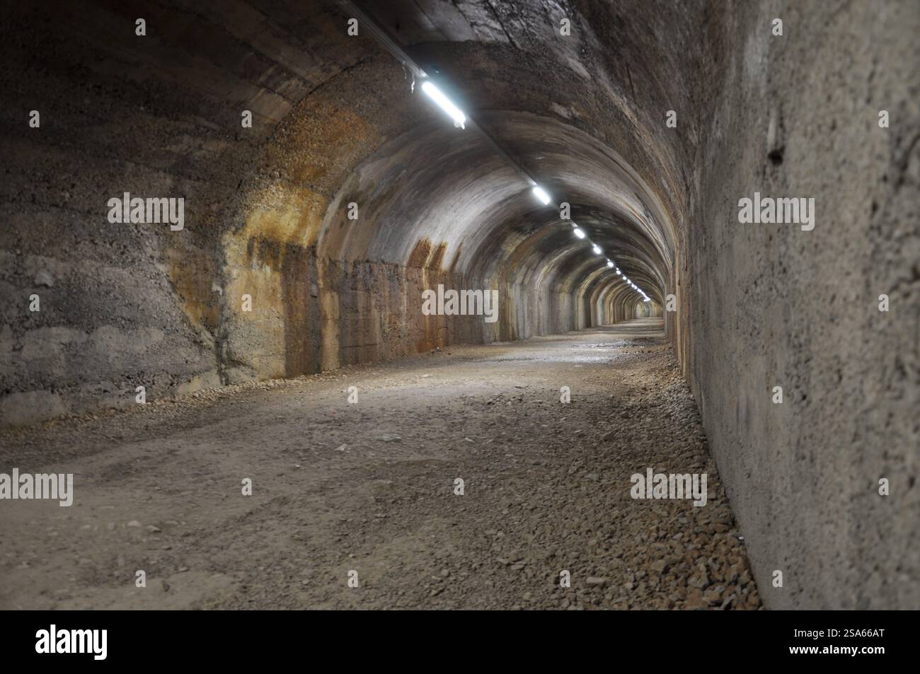Tunnel world war 2 in Rijeka city, no people, empty passage.The tunnel ...
