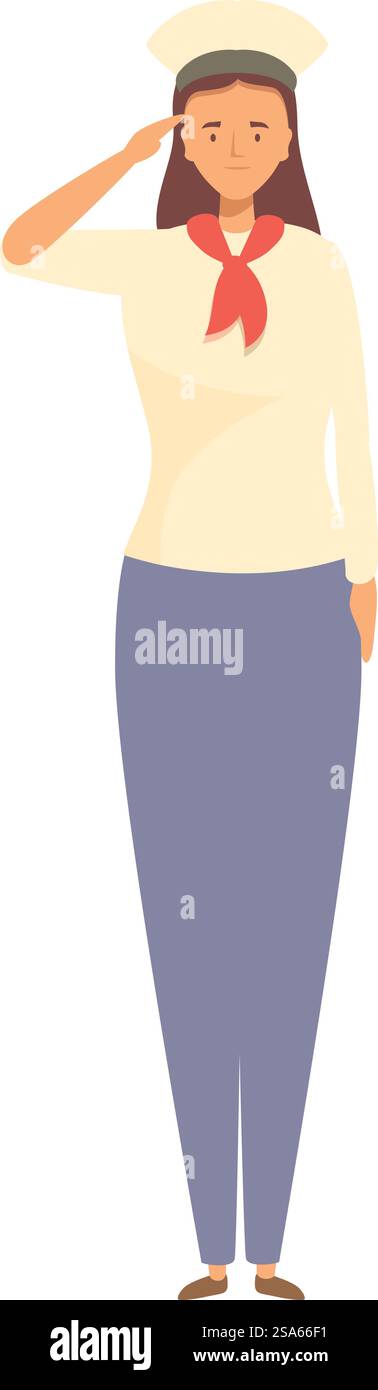Female sailor is saluting, standing at attention in her uniform. Female ...