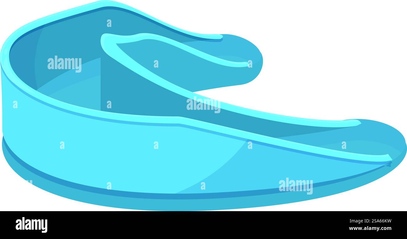 Blue mouth guard protecting teeth from injury during sports training or ...