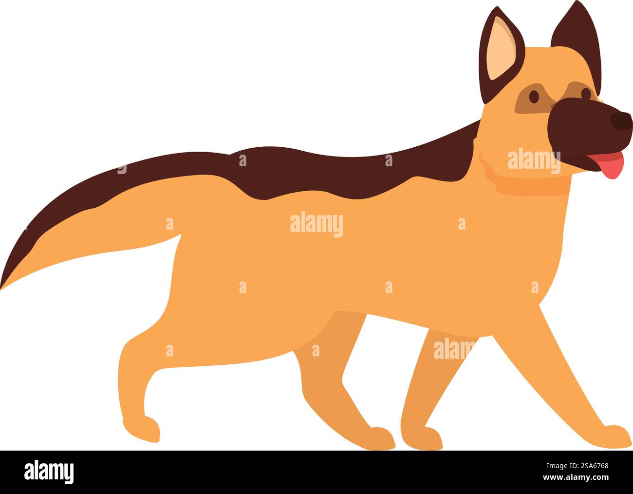 German shepherd dog walking side view sticking out tongue. German ...