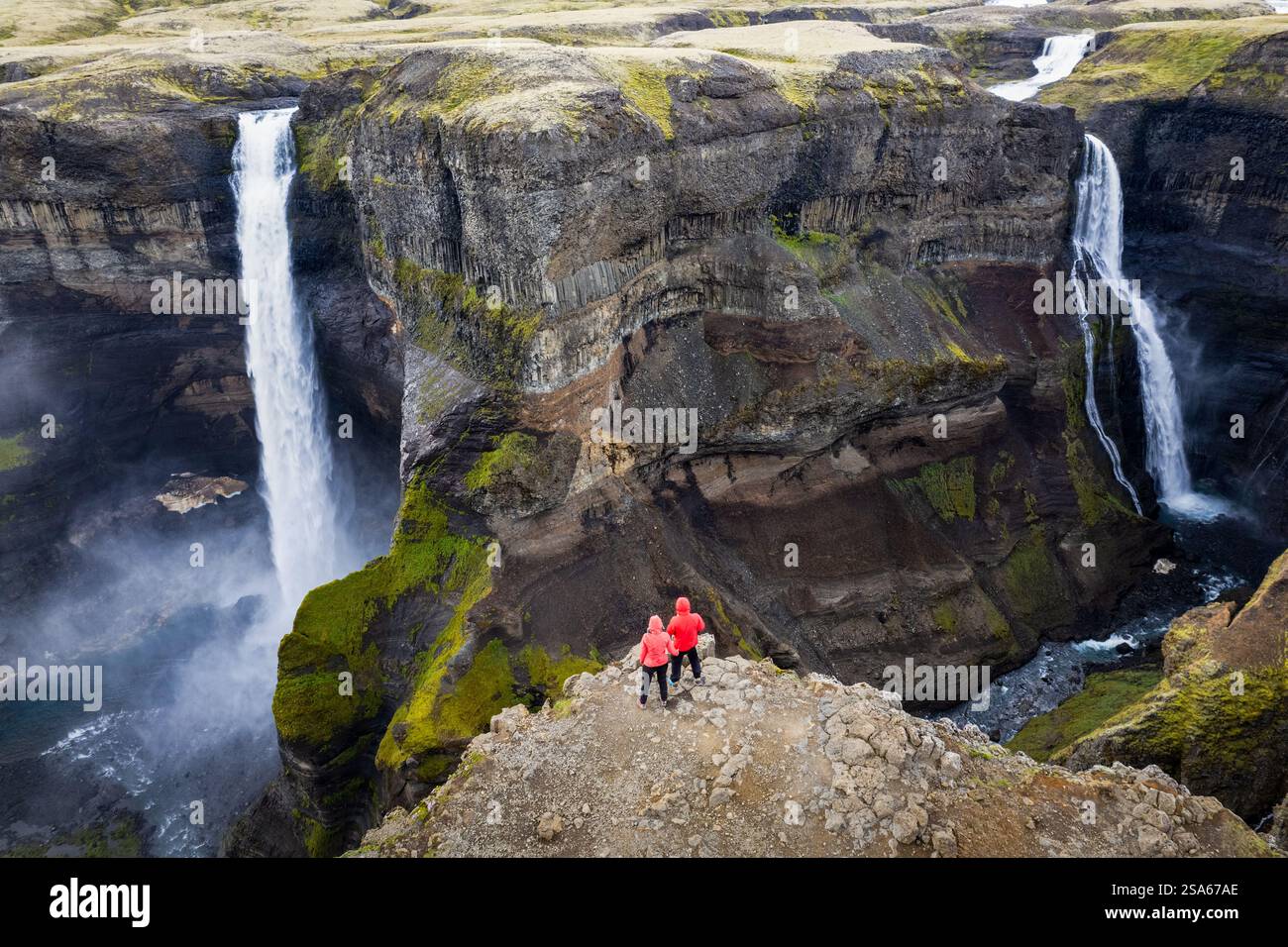 Aerial view over haifoss waterfall hi-res stock photography and images ...