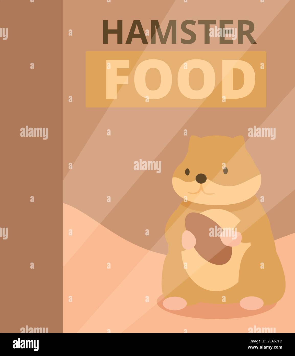 Illustration of a cute hamster holding seed on hamster food packaging ...