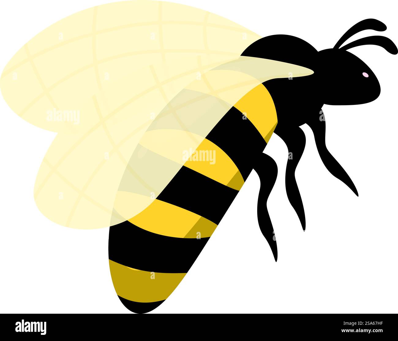 Cheerful cartoon bee flapping its wings and flying through the air ...