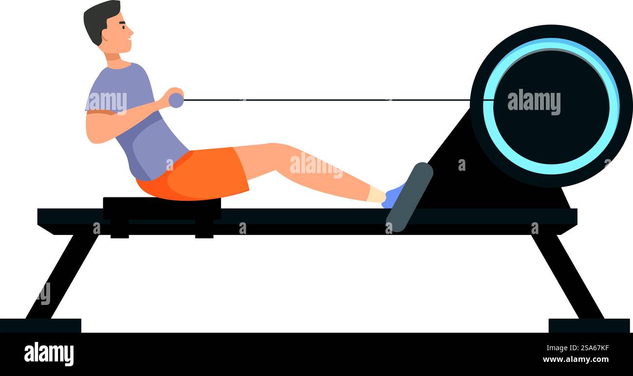 Sportsman exercising rowing machine Stock Vector Images - Alamy