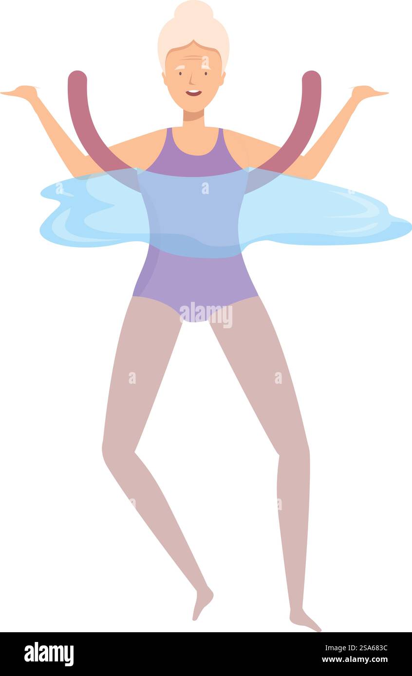 Active senior woman enjoying water aerobics workout. Senior woman doing ...