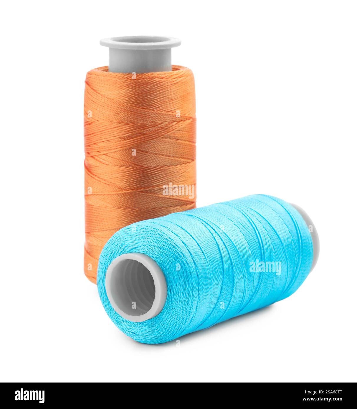 Spools of bright sewing threads isolated on white Stock Photo - Alamy