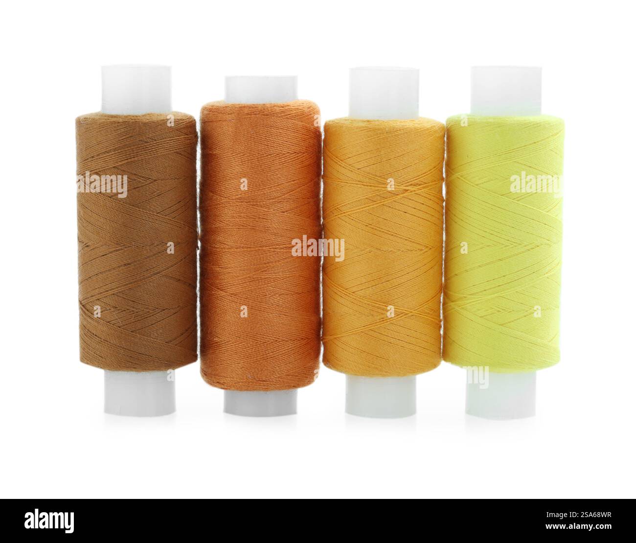 Spools of bright sewing threads isolated on white Stock Photo - Alamy