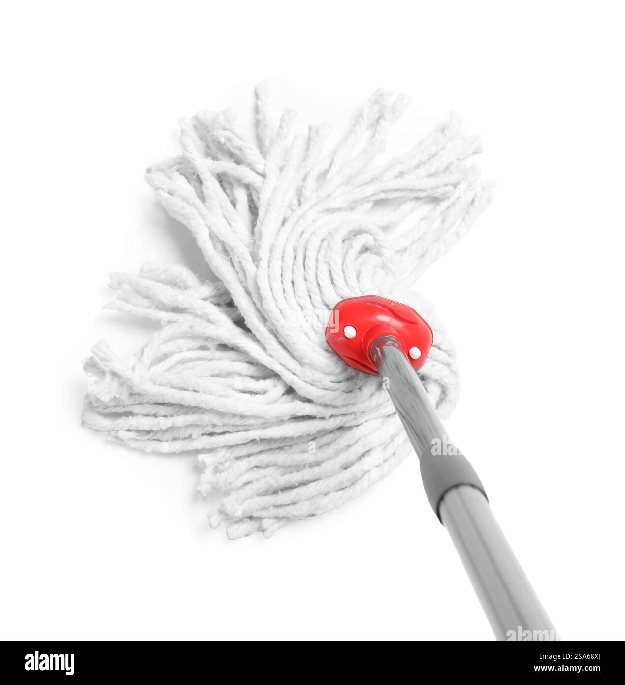 String mop isolated on white, above view. Cleaning equipment Stock ...