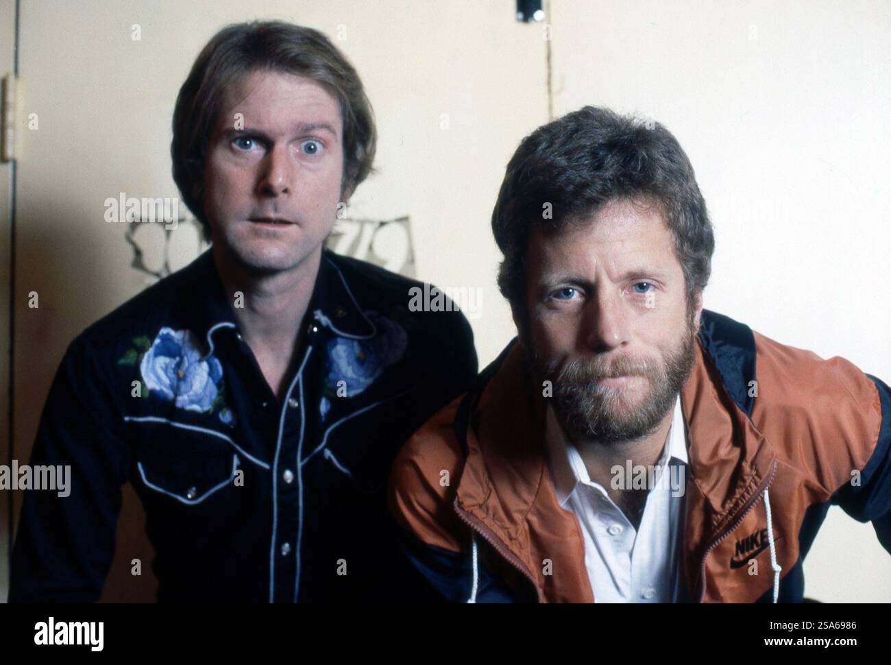 Roger McGuinn and Chris Hillman of The Byrds photographed in1983 Credit ...