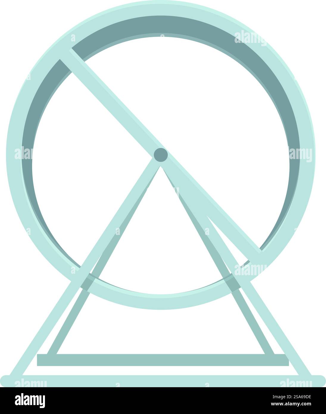 Metal hamster wheel standing on a triangular base, a common accessory ...