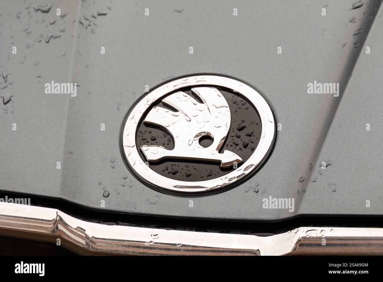 The logo of Å koda is seen on a car in Copenhagen, Denmark Copenhagen ...