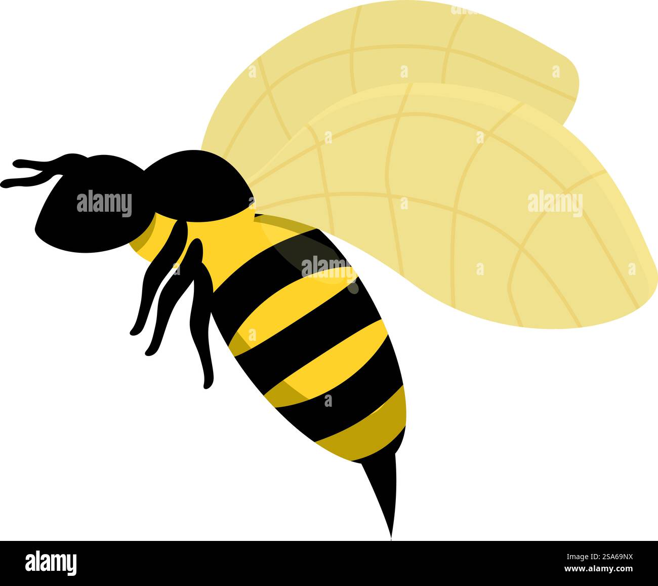 Cartoon honey bee flapping its wings and flying. Honey bee flying with ...