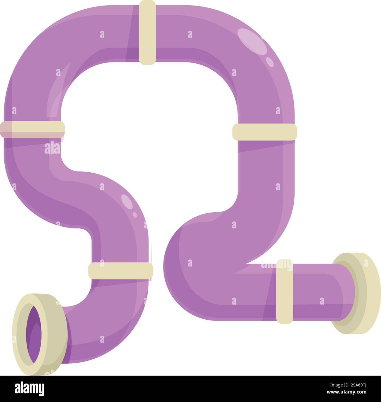 Purple pipeline system connecting pipes for plumbing project with ...