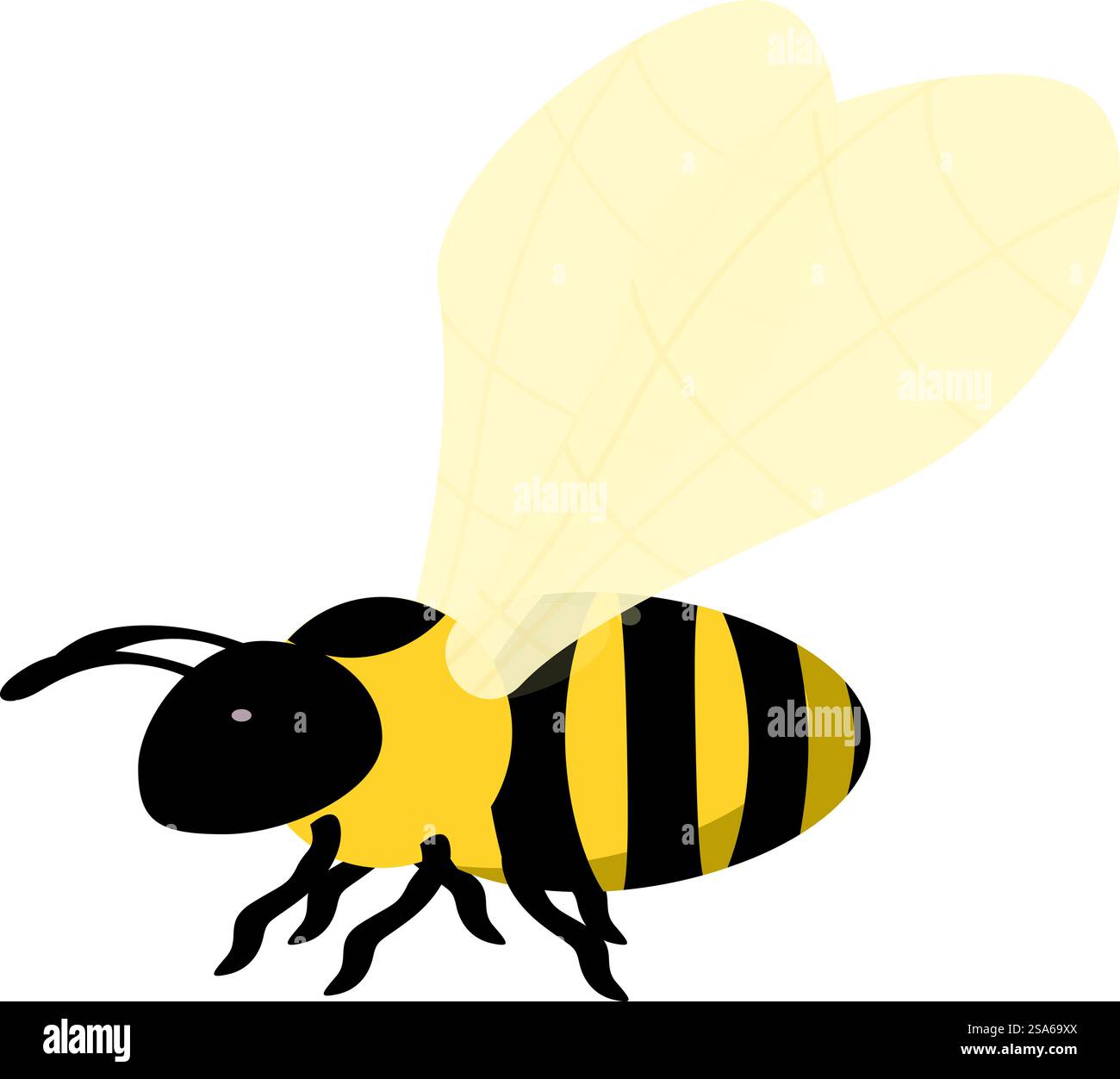 Cartoon bee is flying and looking for flowers to collect pollen. Cute ...