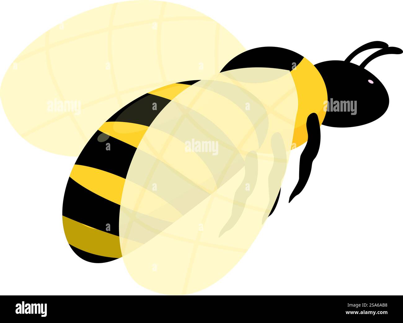 Cartoon honey bee is flying with its wings spread. Honey bee flying ...