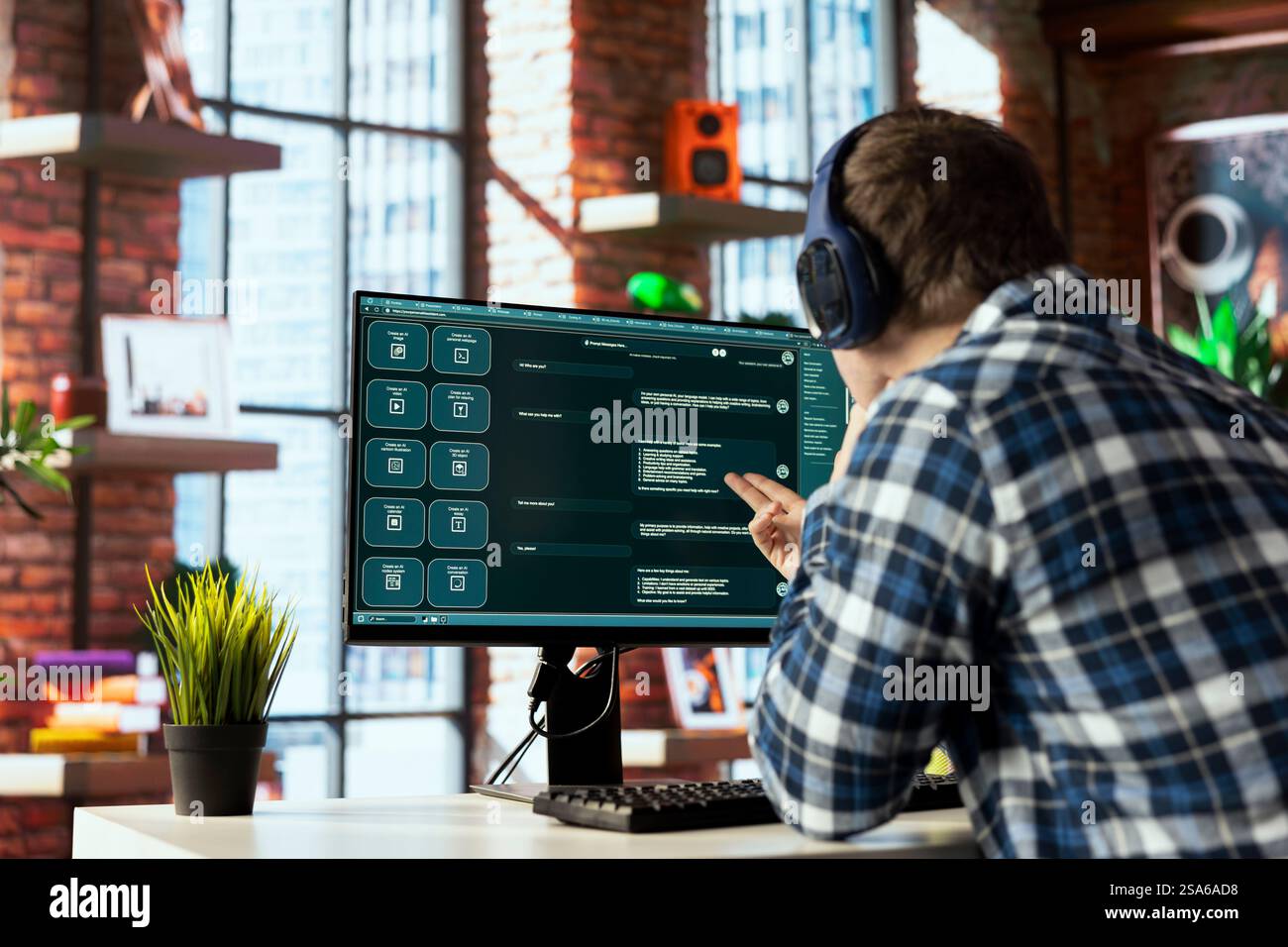 Person listening music uses large language model generative AI chatbot ...