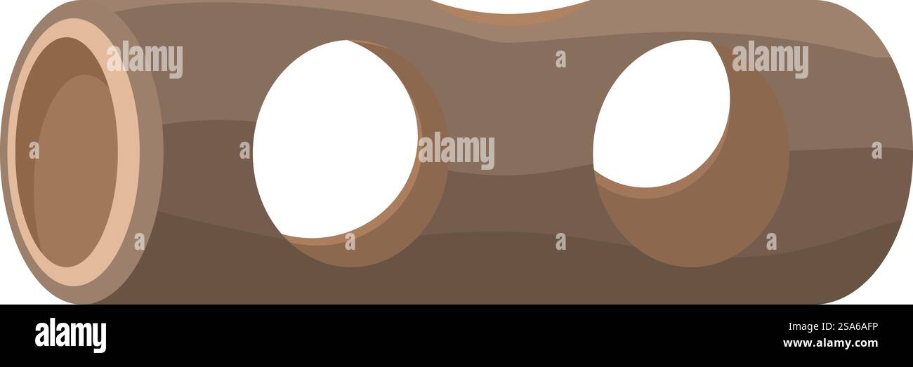 Hollow log is lying horizontally with two holes, providing a fun and ...