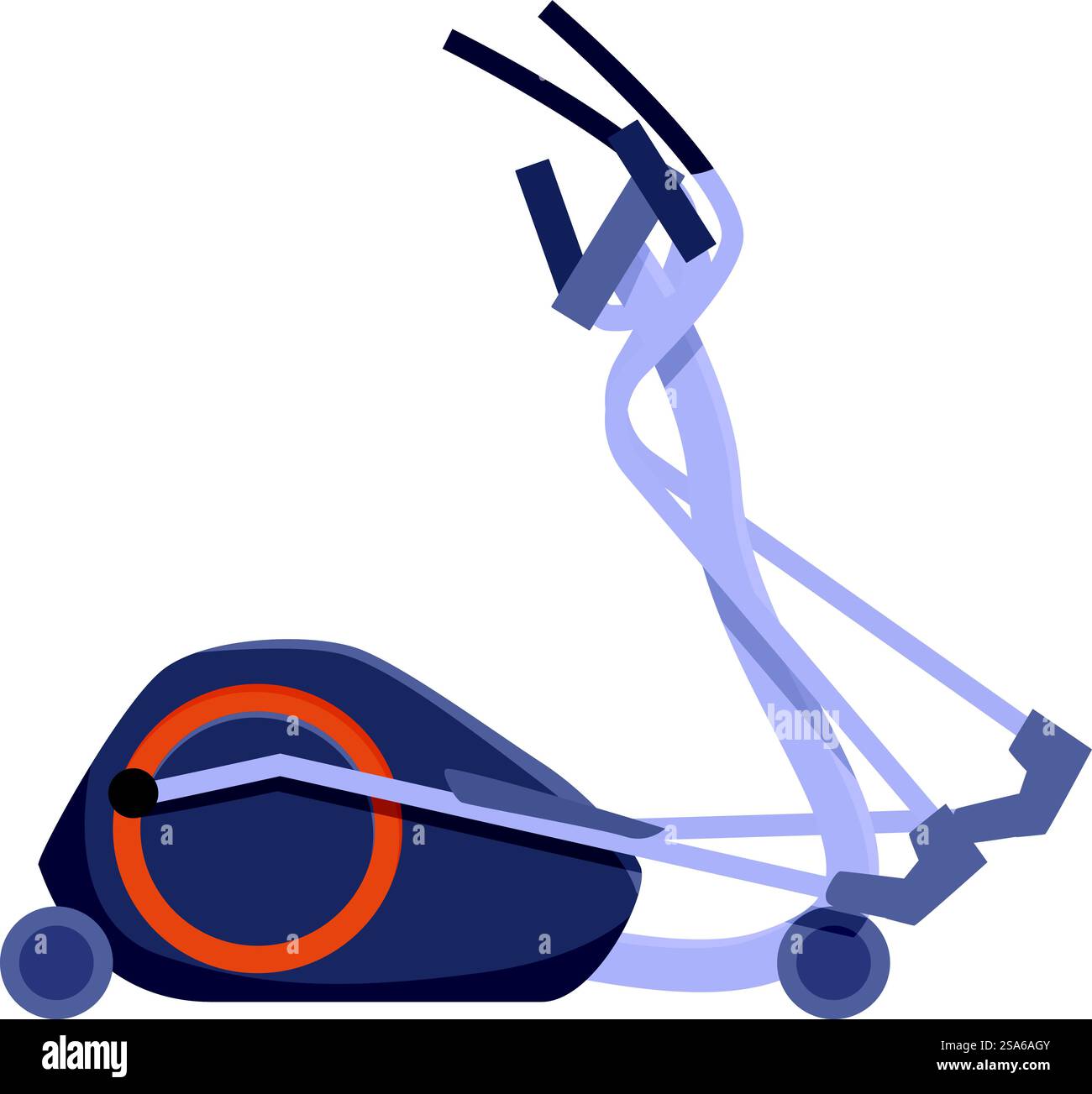 Modern elliptical trainer machine standing isolated on white ...