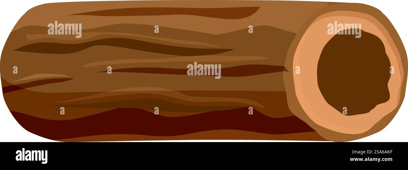 Brown wooden log showing growth rings, isolated on white background ...