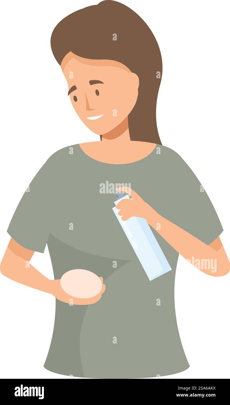 Woman is holding a deodorant stick and applying spray deodorant under ...