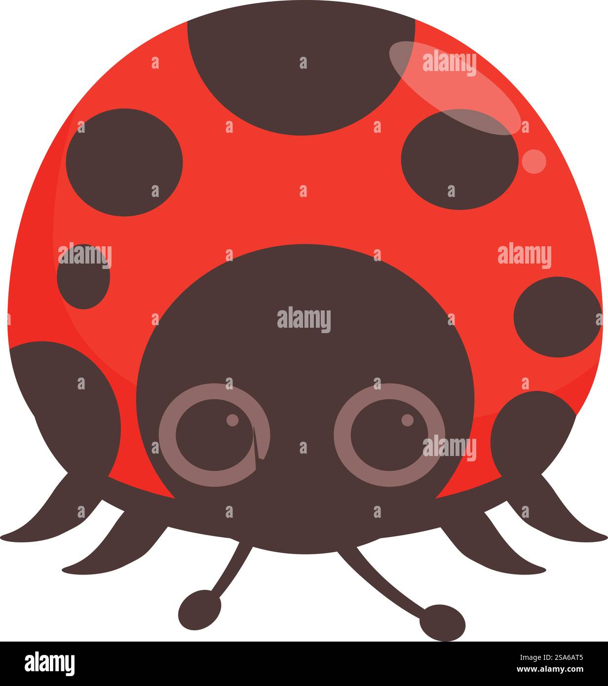 Charming cartoon ladybug is crawling with a shiny red shell and black ...