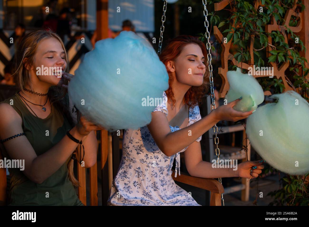 Experiencing Joyful Moments While Enjoying Cotton Candy Under the ...