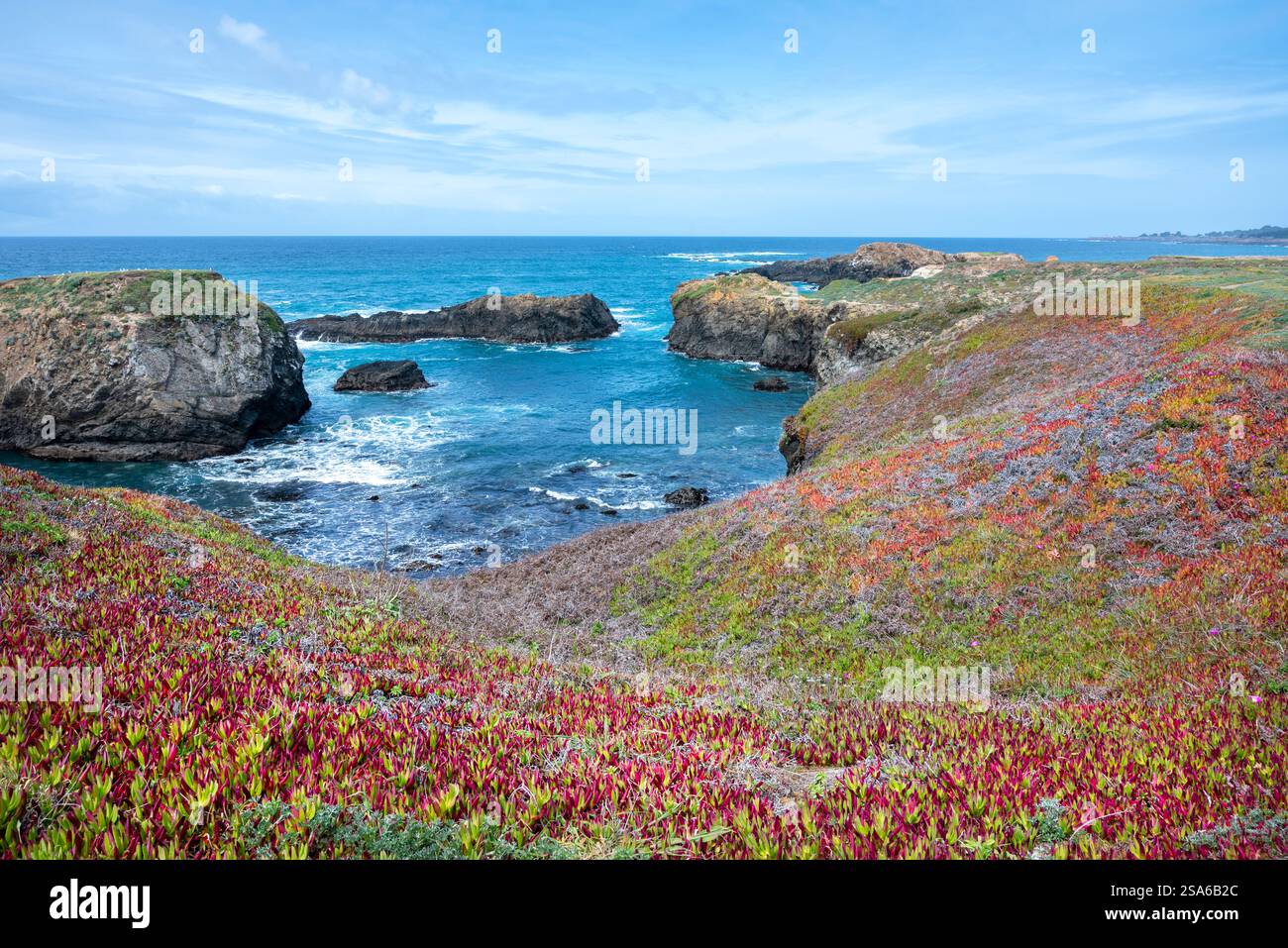 USA, California. Pacific Ocean, cliffs edge in Mendocino Headlands ...