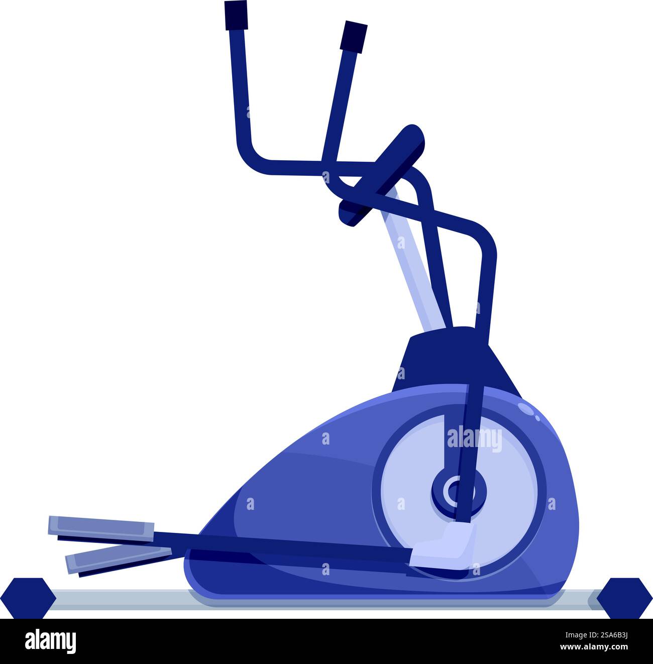 Modern elliptical trainer machine standing on the floor is ready for a ...