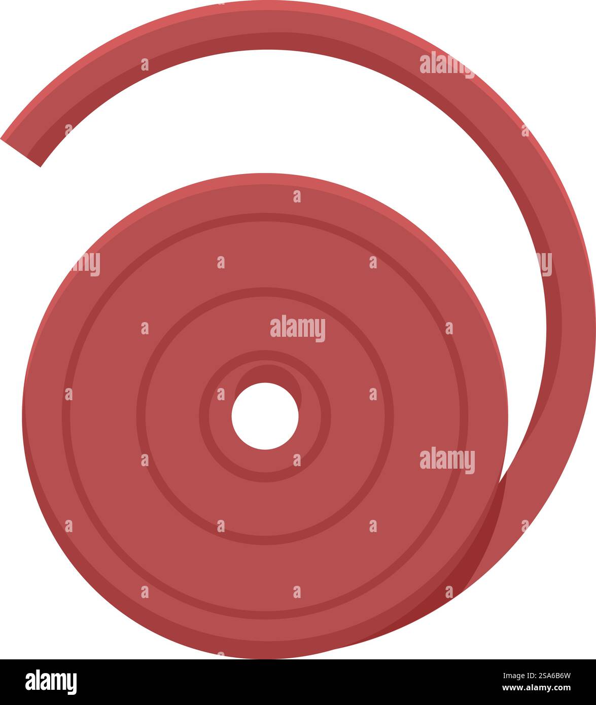 Red yoga mat is unrolled, representing health, wellness, and a ...