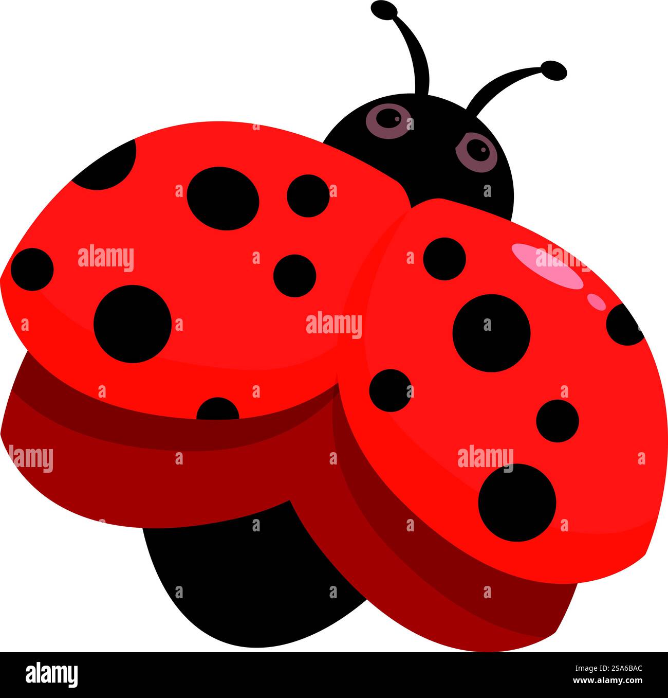 Cartoon ladybug spreading its wings, ready to take flight. Cute red ...