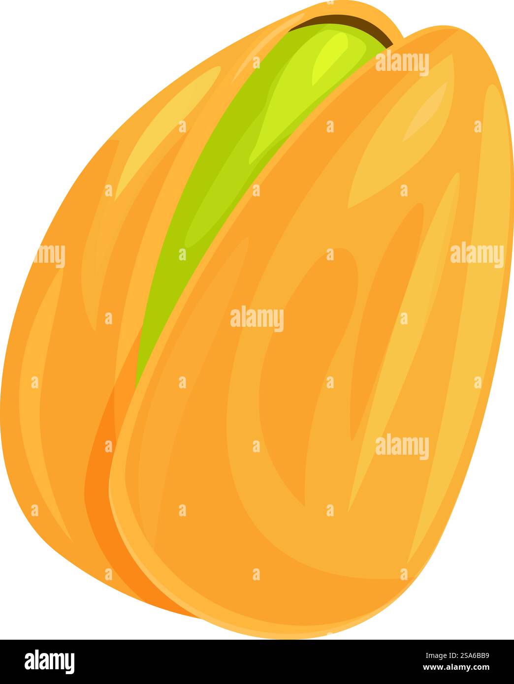 Single pistachio nut with open shell revealing green kernel. Ripe ...